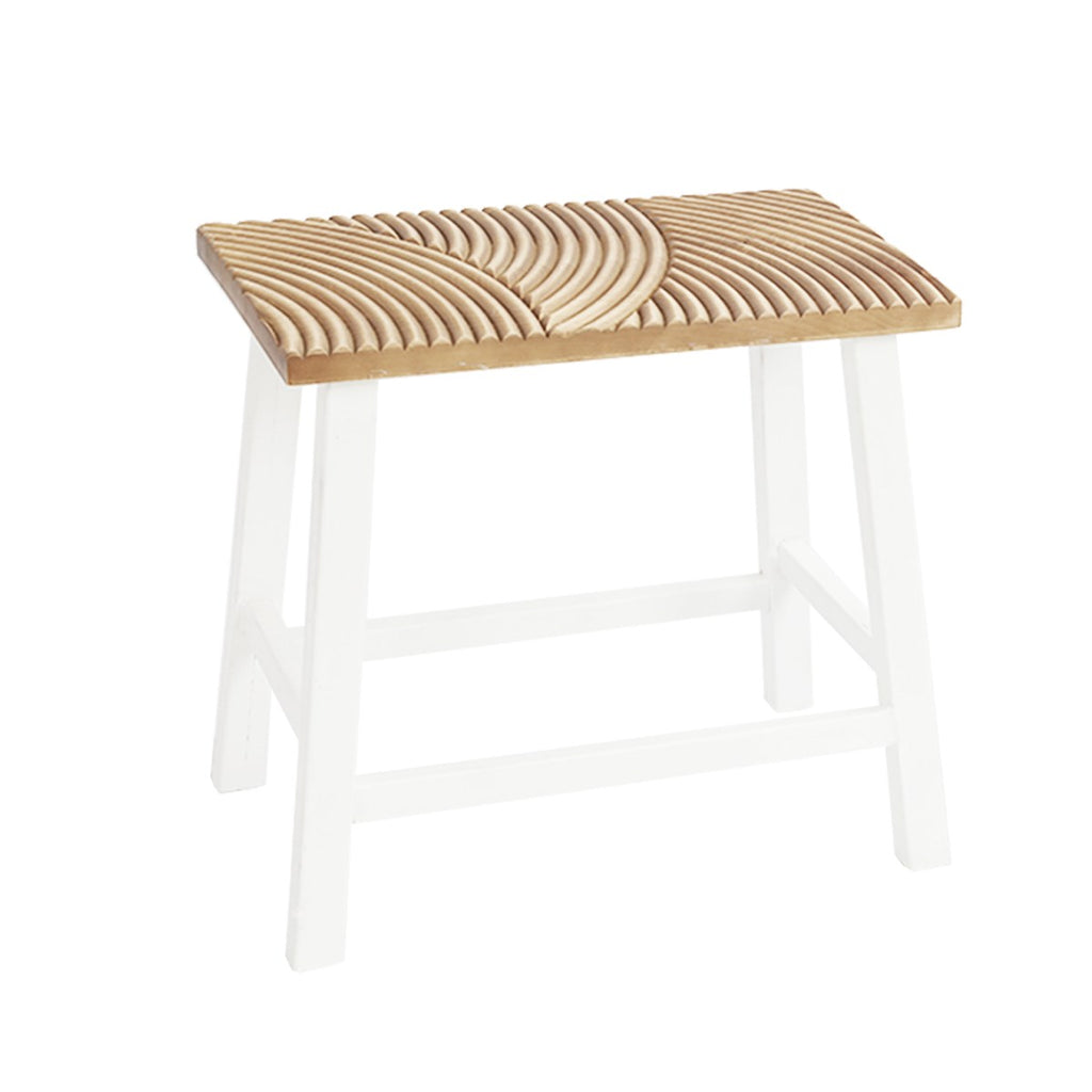 White Wood Stool – Sunday Blooms