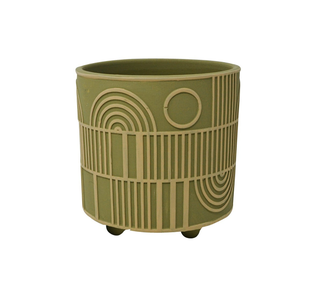 Green Geo Patterns Pot – Sunday Blooms